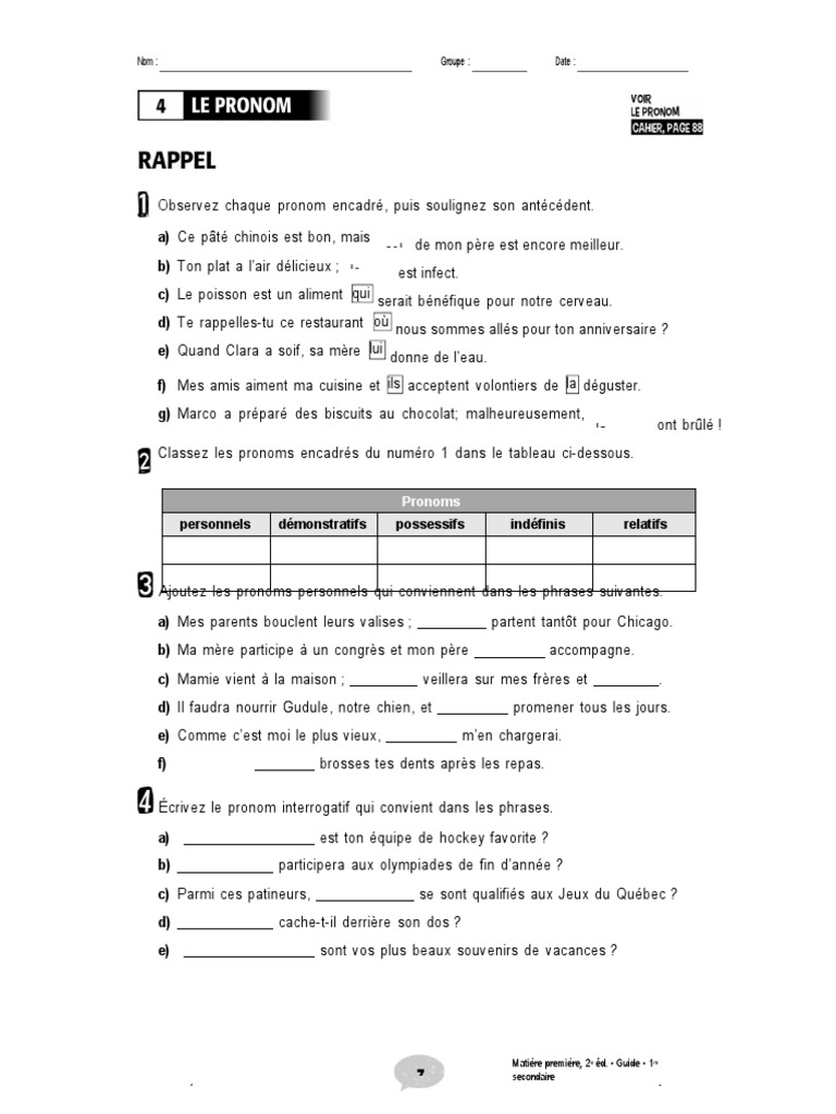 Pronoms en français : Guide pratique | PDF