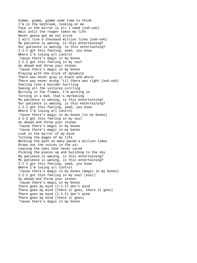 Bones lyrics | PDF