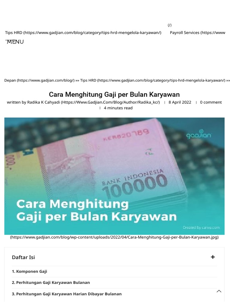 Cara Menghitung Gaji Per Bulan Karyawan | PDF