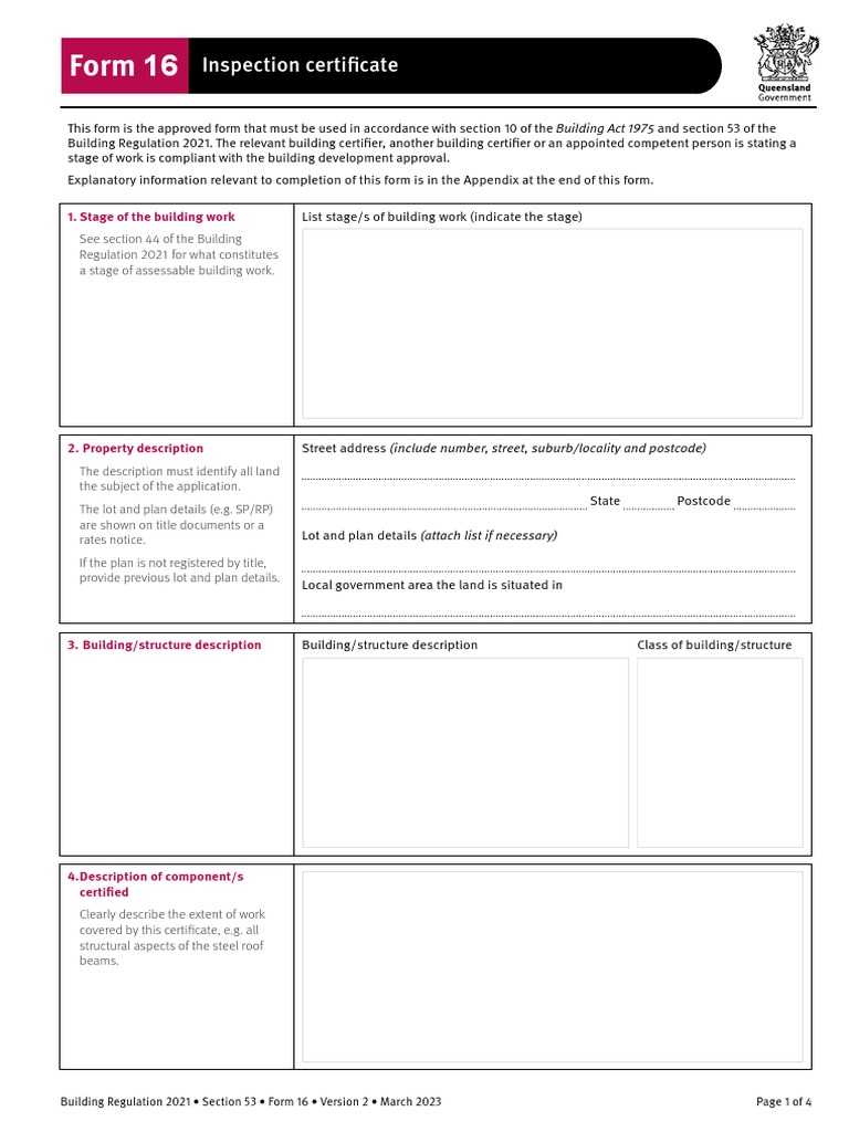 Form 16: Inspection Certificate | PDF