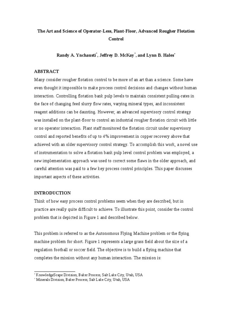 Advanced Rougher Flotation Control | PDF | Instrumentation | Process ...