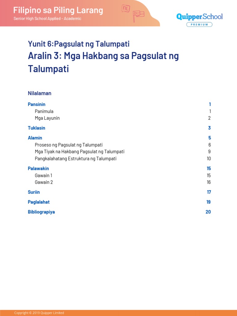 06 03 - Mga Hakbang Sa Pagsulat NG Talumpati | PDF