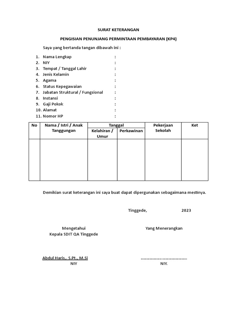 Surat Keterangan Kenaikan Gaji | PDF