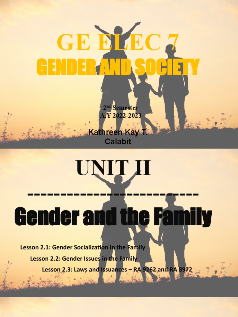 Unit 2 (Gender and Family) | PDF | Socialization | Gender Studies