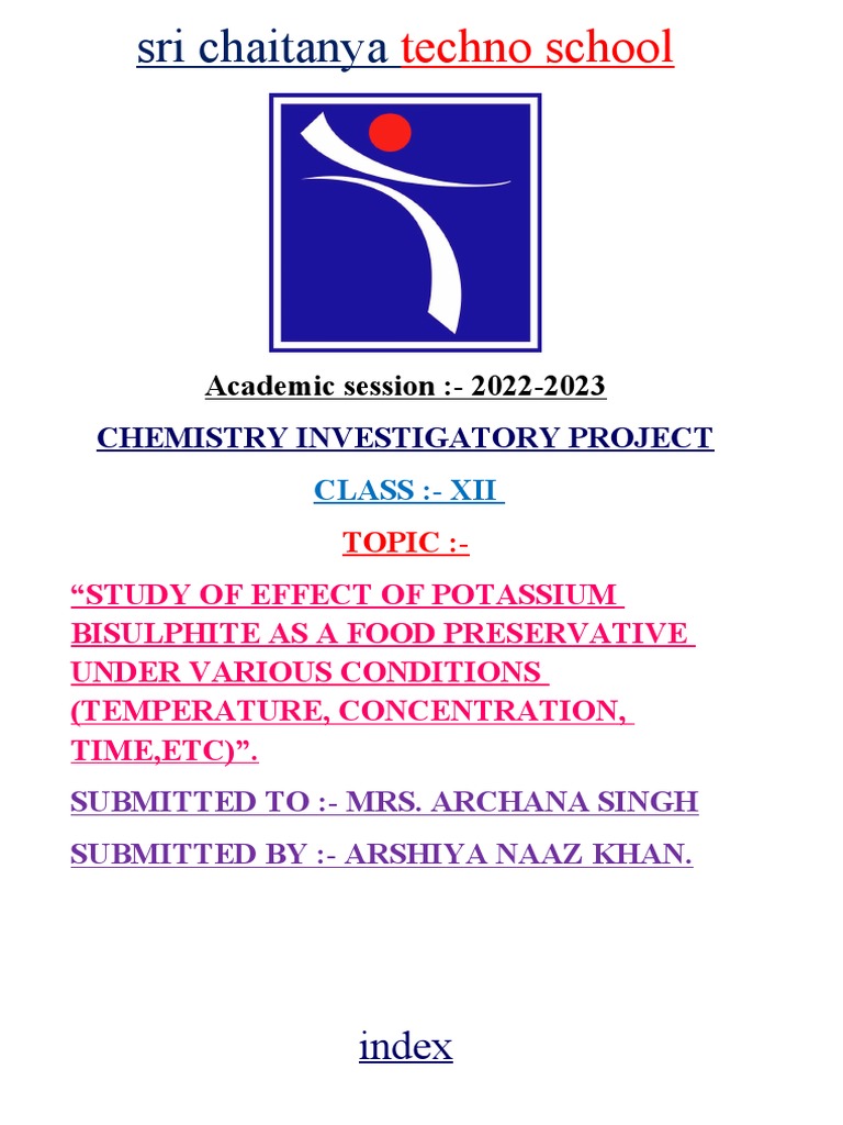 Chemistry Investigatory Project Class 12th | PDF