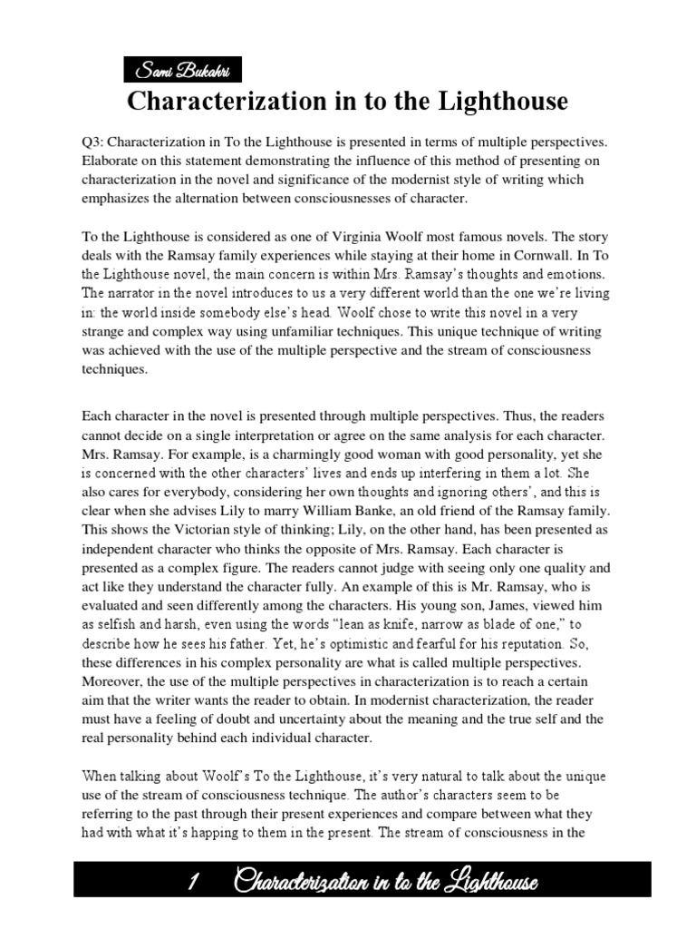 Characterization in To The Lighthouse by Sami | PDF | To The Lighthouse ...