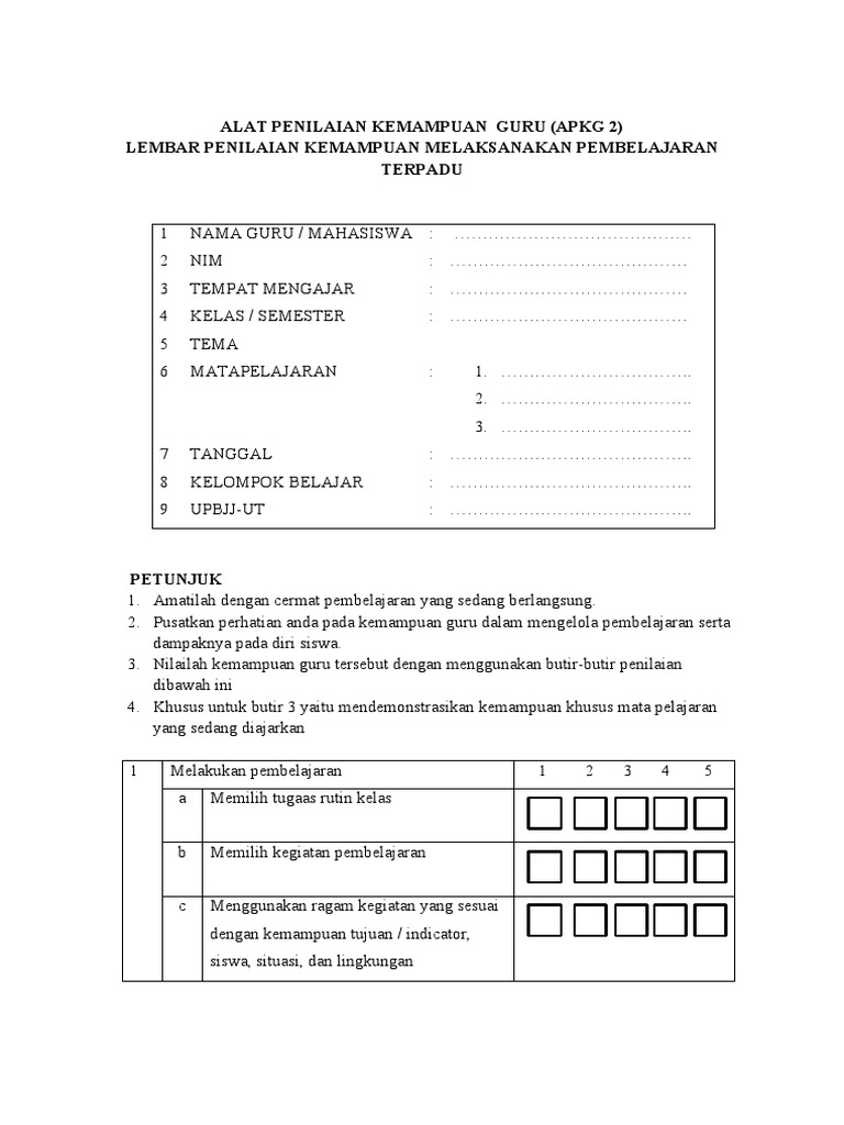APKG 2 Pembelajaran Terpadu | PDF