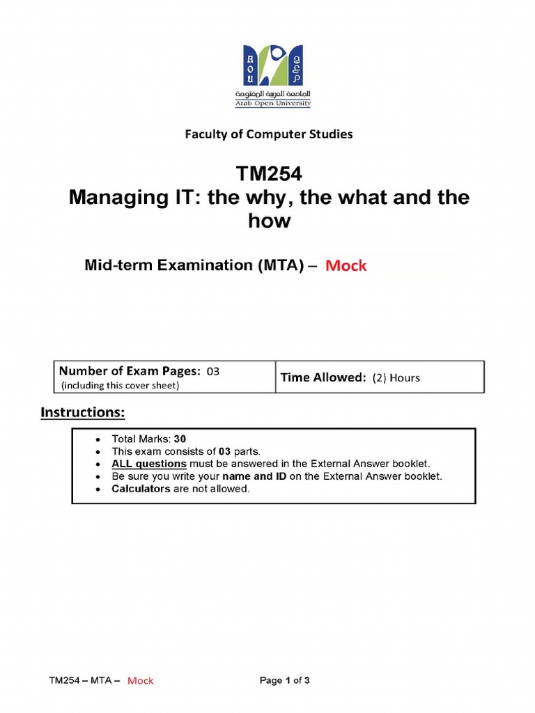 TM254 - MTA Mock New | PDF