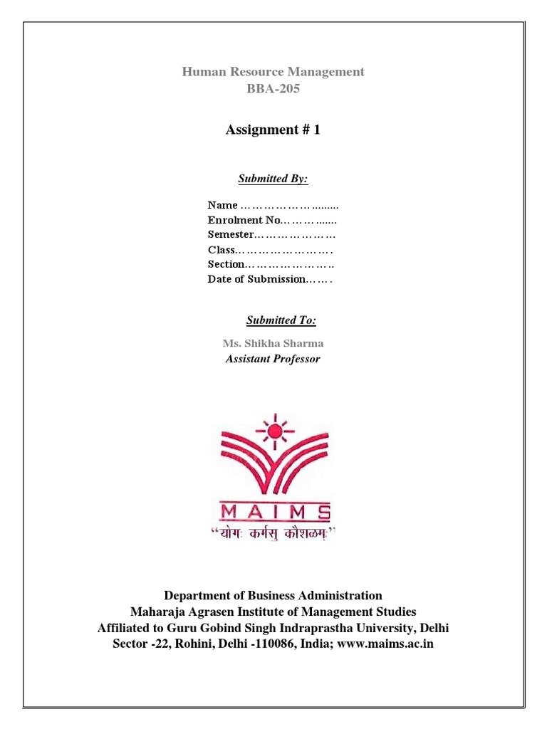 HRM - Assignment 1 Cover Page | PDF