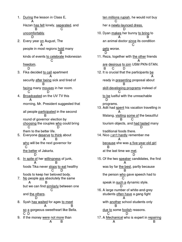 Soal Dan Pembahasan Error Recognition Masuk Kelas ID | PDF | Morphology | Languages