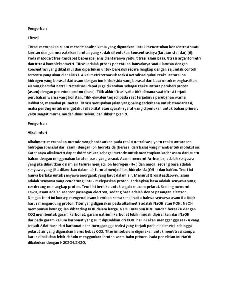 Makalah Titrasi Alkalimetri BLM Jdi | PDF