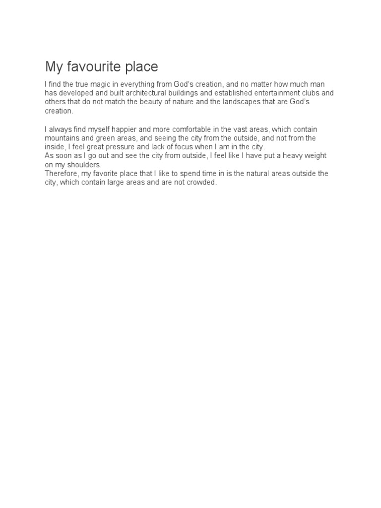My Favourite Place | PDF