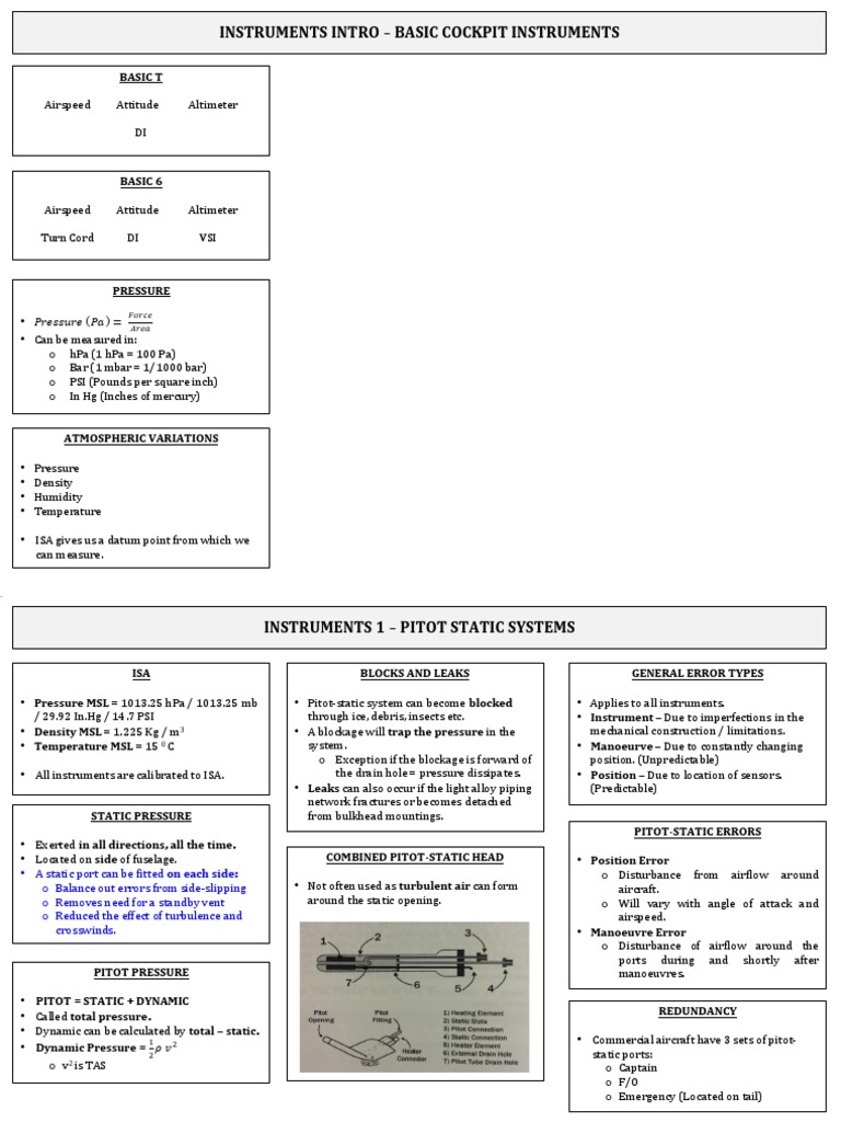 ATPL Notes - Instruments | PDF | Gyroscope | Altimeter
