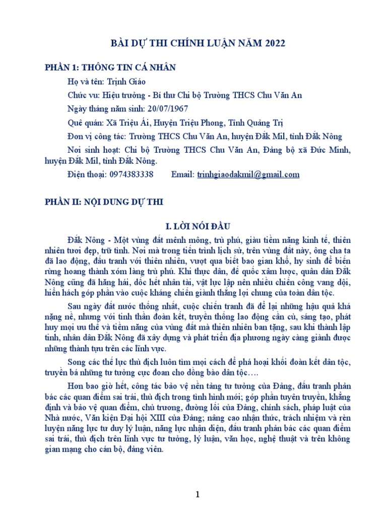 Bai Du Thi Chinh Luan | PDF