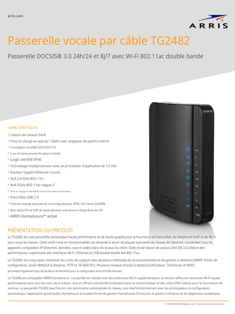 Arris TG2482 - Data Sheet French | PDF