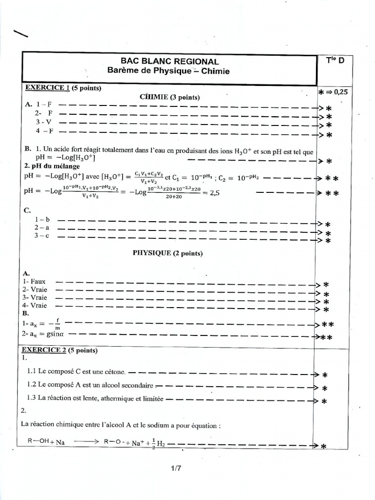 Barème PC Série D | PDF