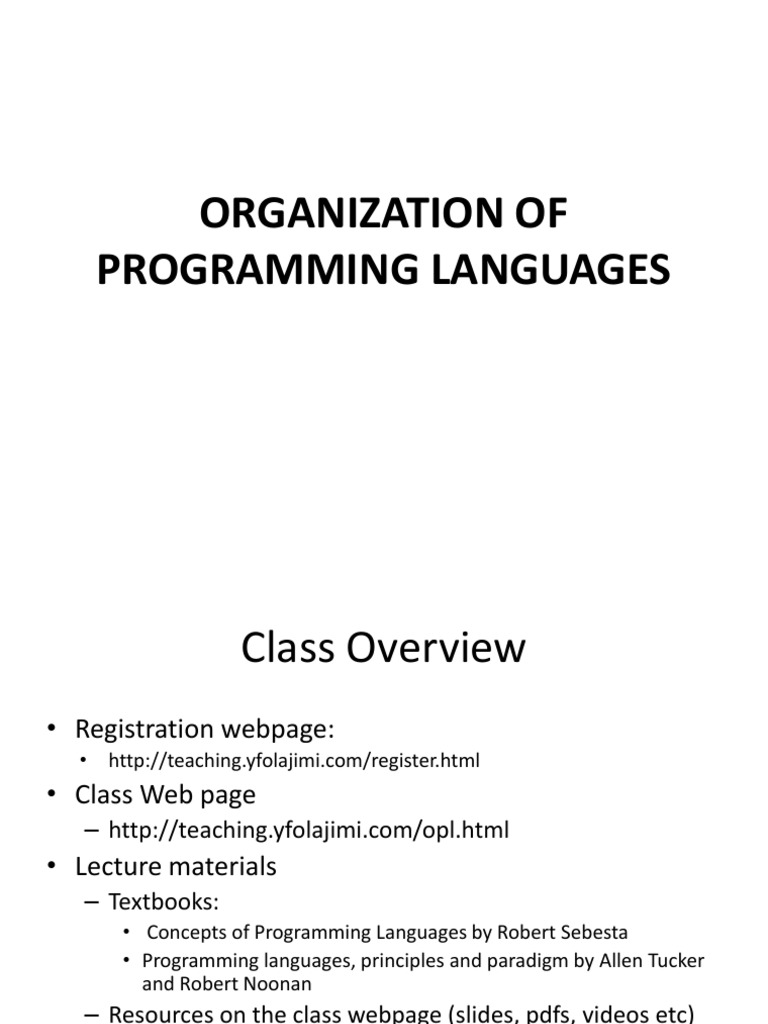 Opl - Lecture - 1organisation of Programming Language | PDF | Computer Programming | Computer ...