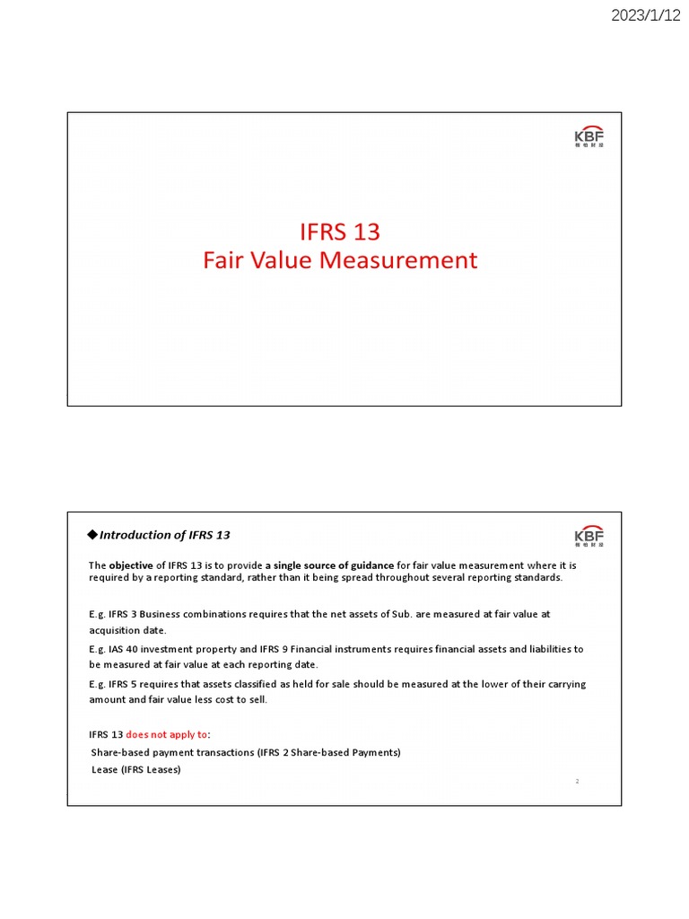 IFRS 13: Fair Value Measurement Guide | PDF | Fair Value | Valuation ...