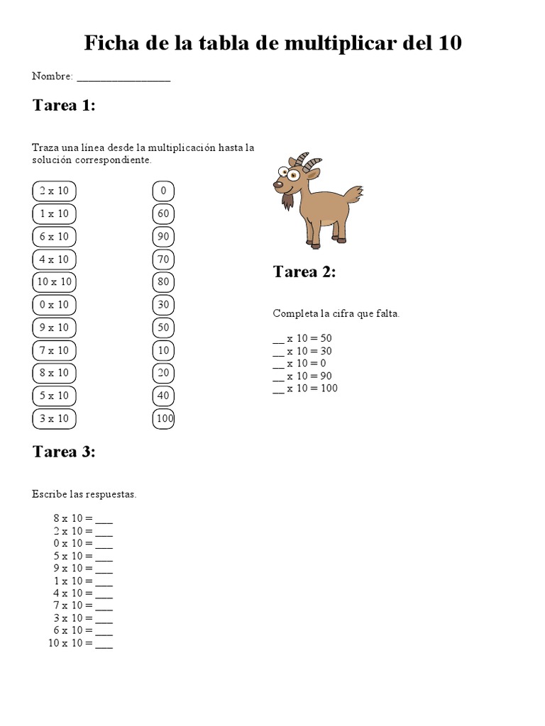 Tablas de Multiplicar 10 | PDF