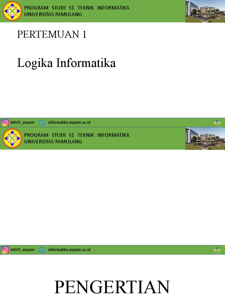 Logika Informatika - Pertemuan Ke 1 | PDF