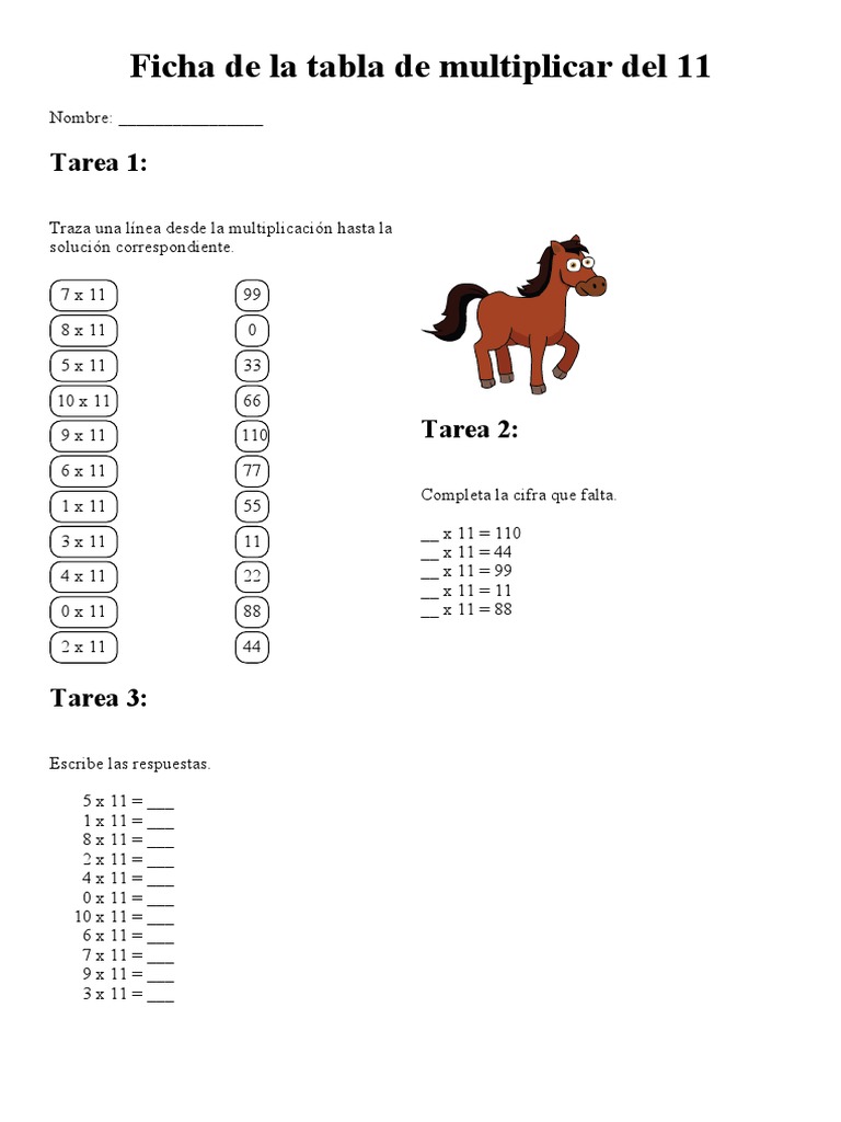 Ejercicios de Multiplicación por 11 | PDF