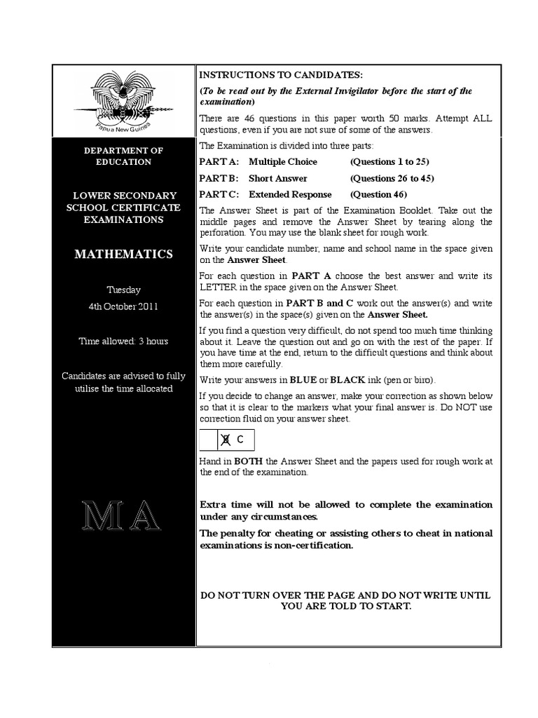 Exam Grade10 2011 Maths | PDF