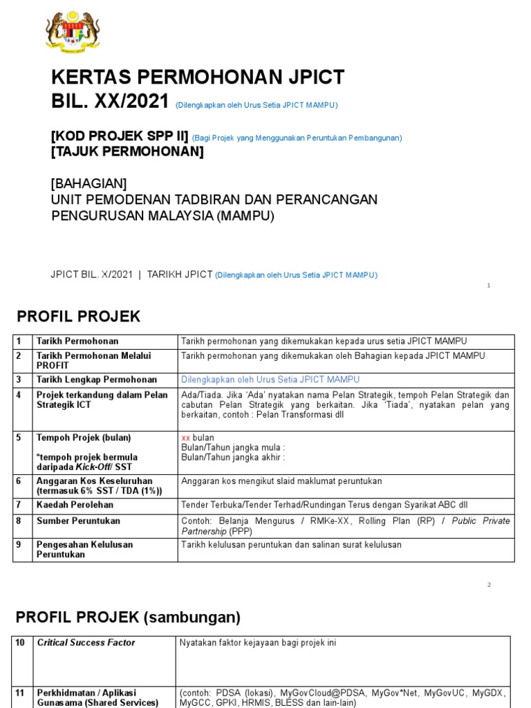 Template Slaid Permohonan Jpict 2021 v2 | PDF