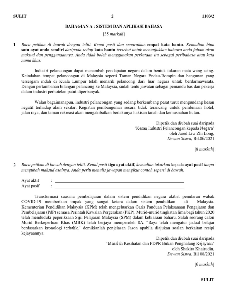 Bm Spm K2 Bahagian A Pdf