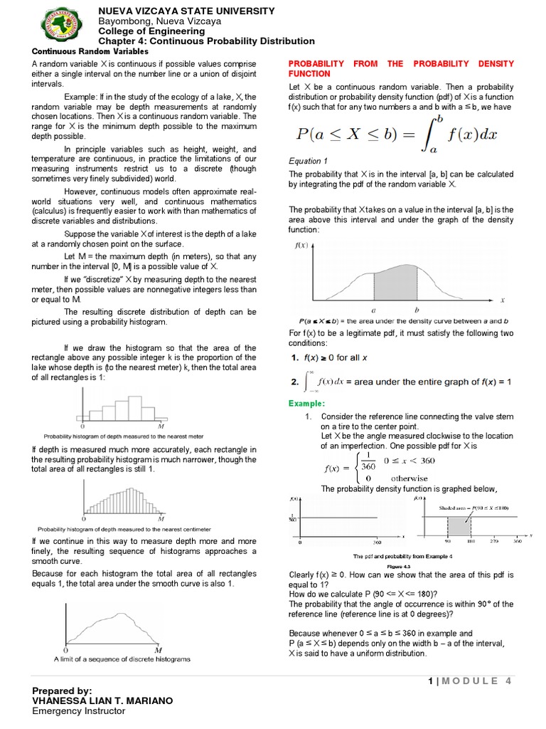 Module 4 Continuous Probability Distribution | PDF | Probability ... Module 4 Continuous Probability Distribution | PDF | Probability ...