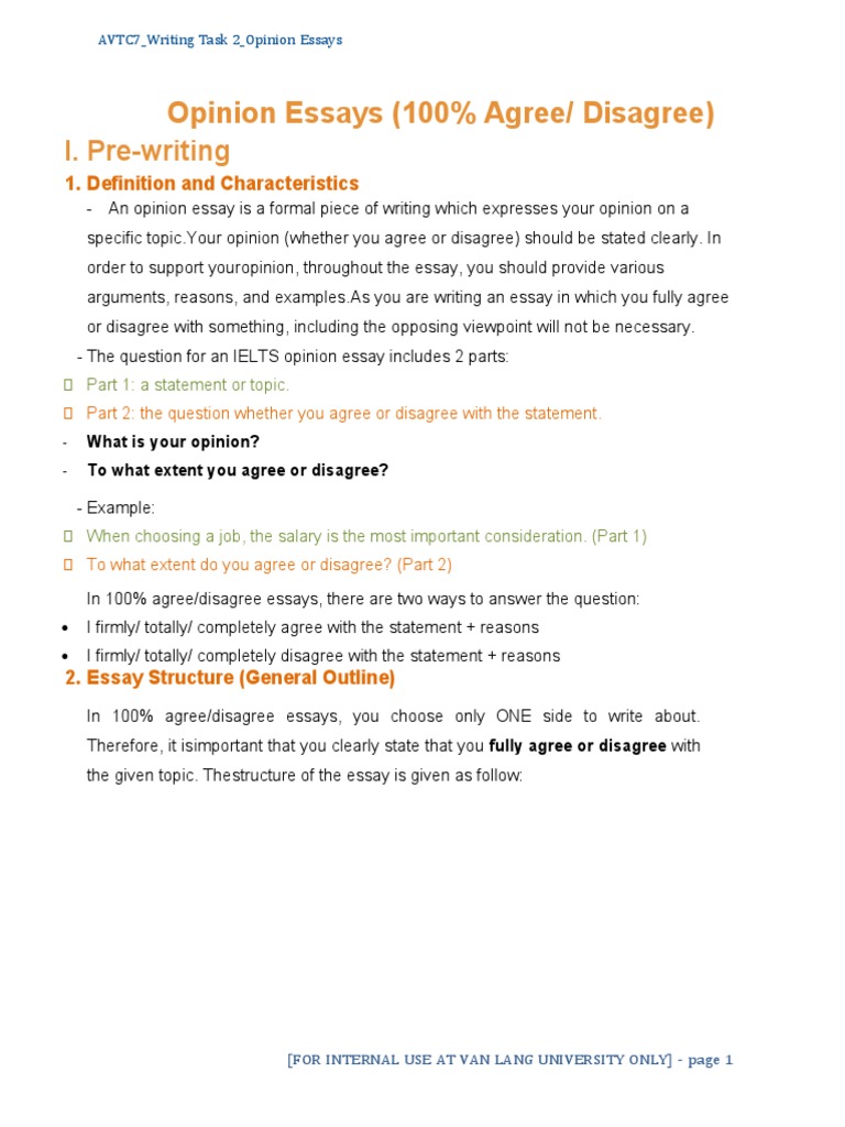 L8. Writing 3 - Task 2 - Opinion Essay - Before Class | PDF