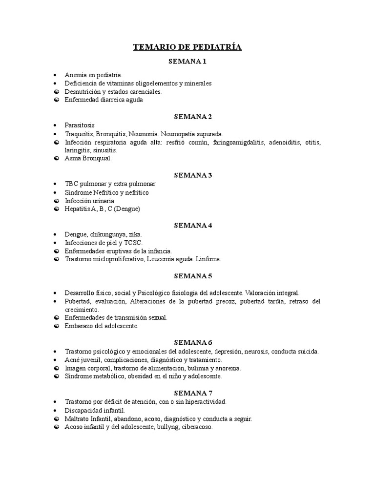 Temario Completo de Pediatría | PDF