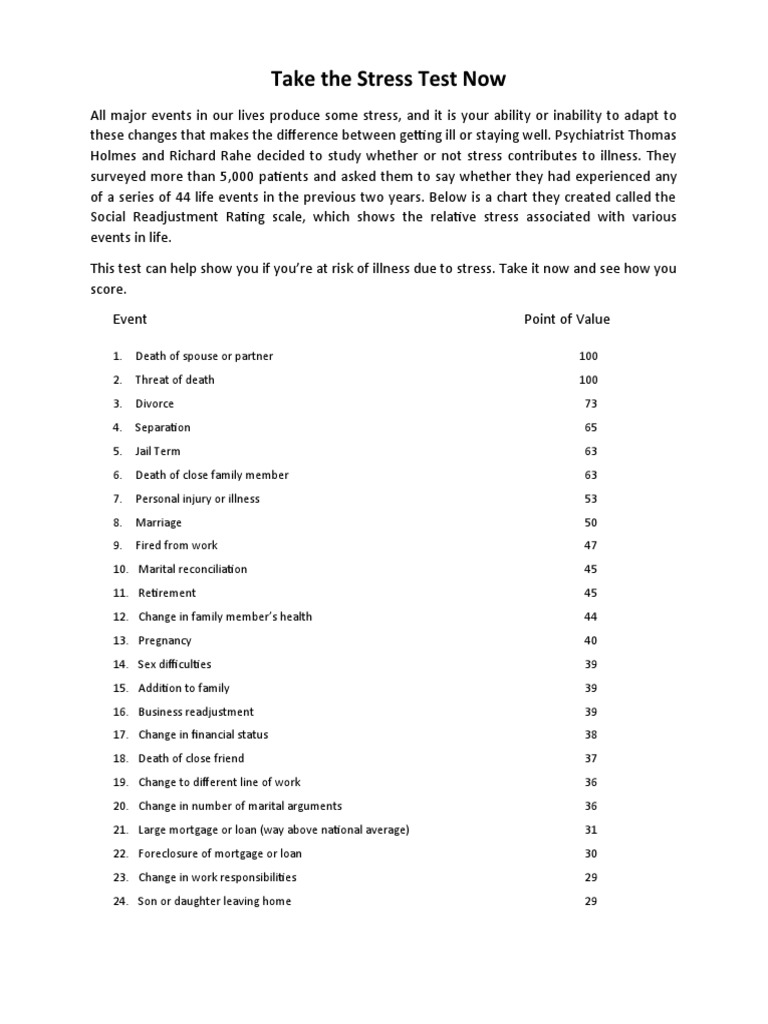 Stress Test 1 | PDF | Stress (Biology) | Marriage