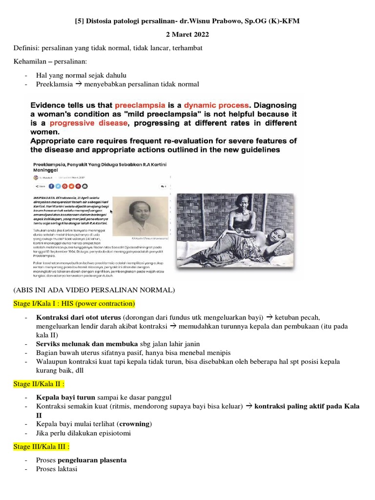 Distosia Patologi Persalinan | PDF