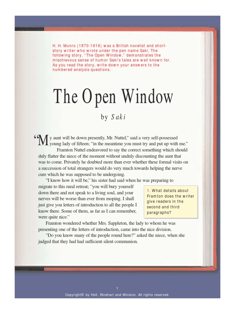 The Open Window | Download Free PDF | Saki