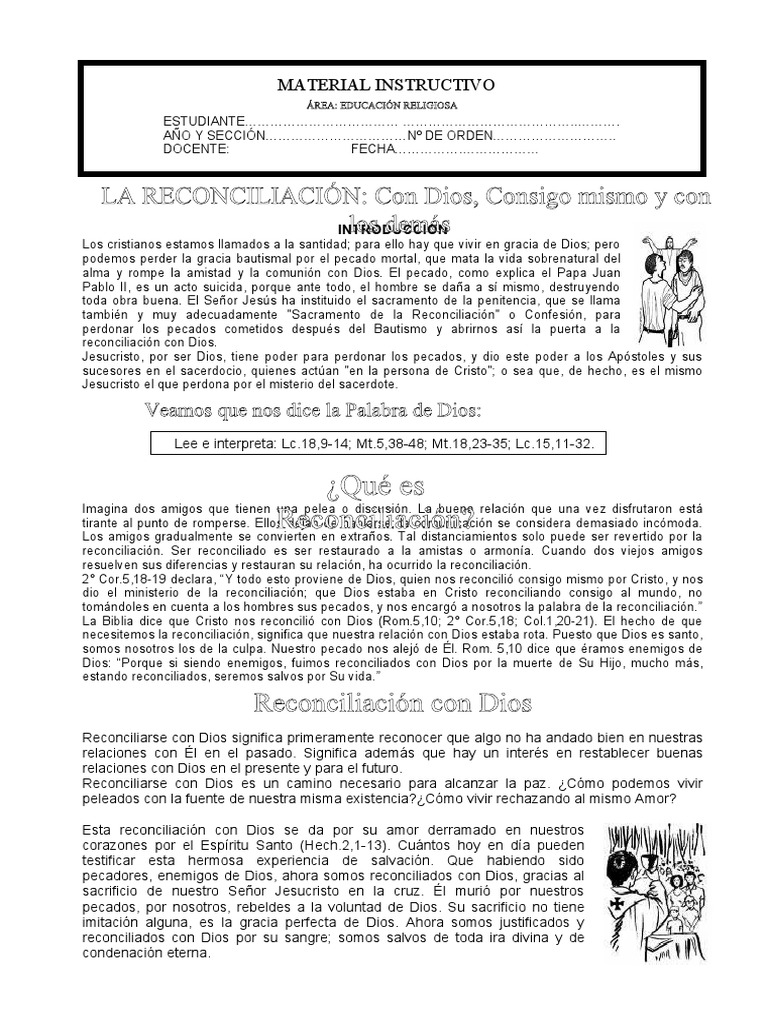 La Reconciliación Con Dios, Consigo Mismo y Con Los Demas | PDF | Pecado | Creencia religiosa y ...