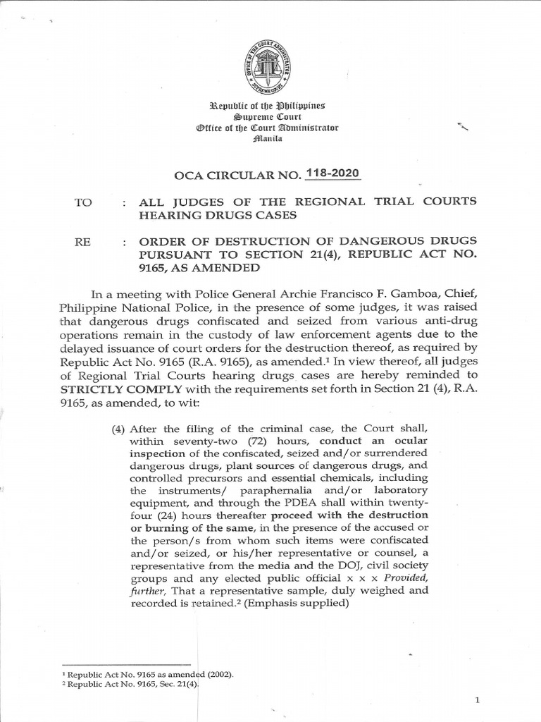 OCA Circular No. 118 2020 | PDF