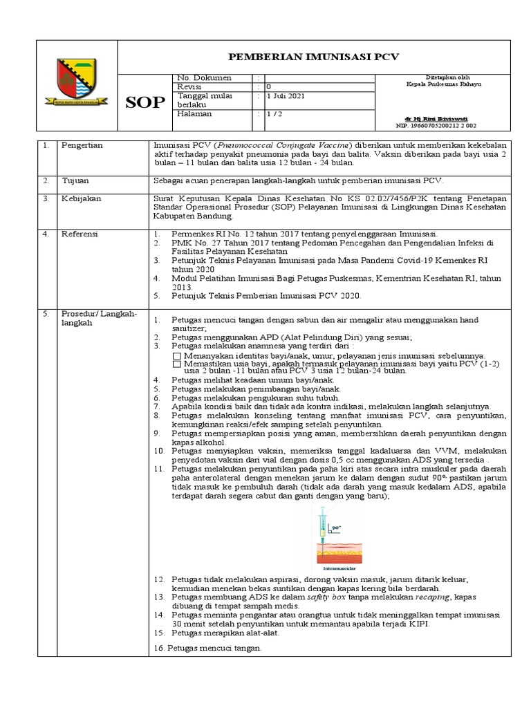 SOP Imunisasi PCV untuk Bayi dan Balita | PDF | Sains & Matematika