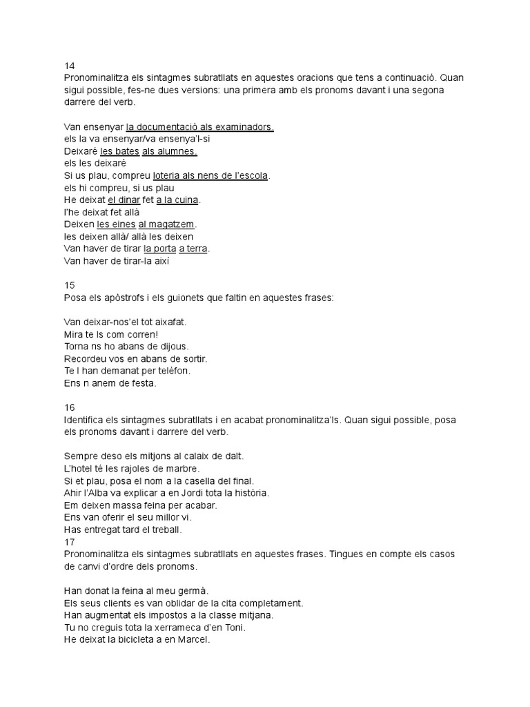 Combinacions Pronominals | PDF