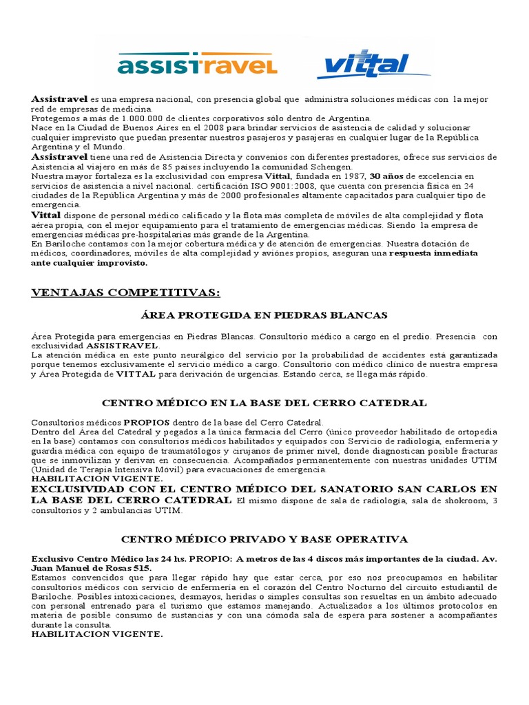Ventajas Assistravel - Vittal | PDF