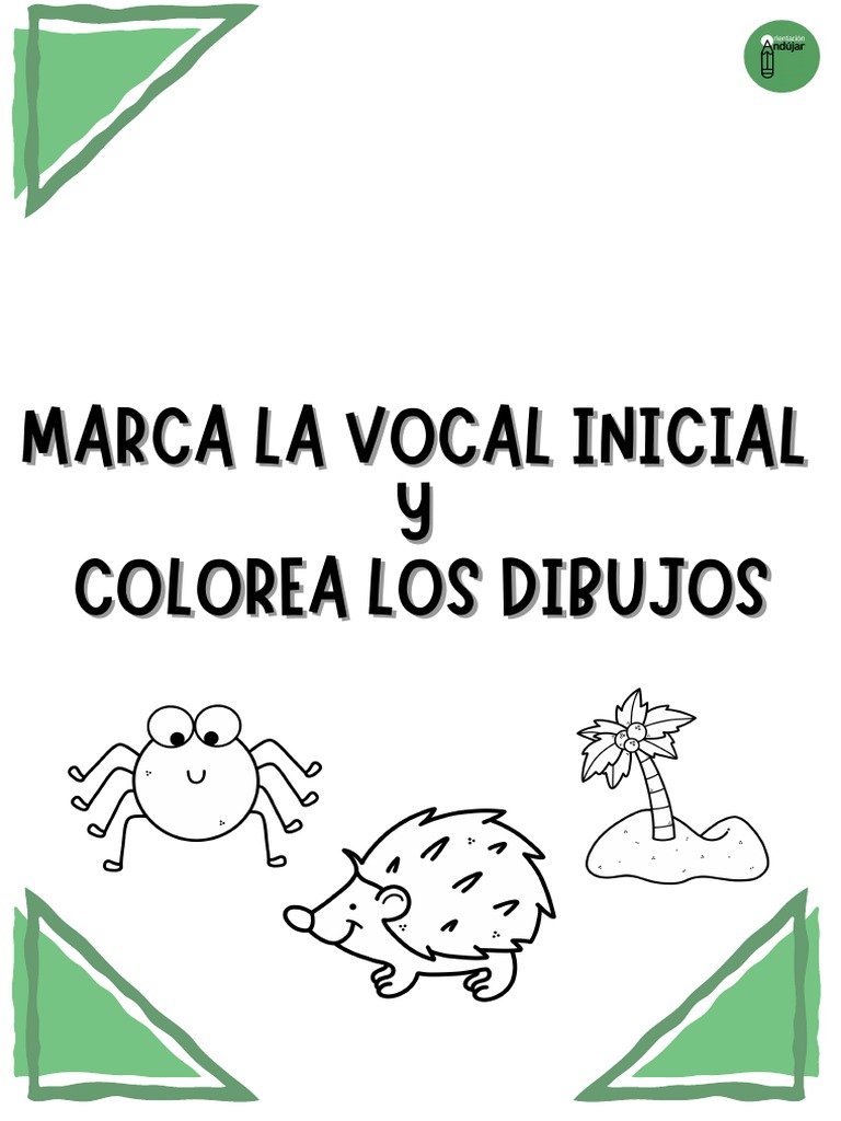 Marca La Vocal Inicial y Colorea Los Dibujos | PDF | Artes del Lenguaje ...