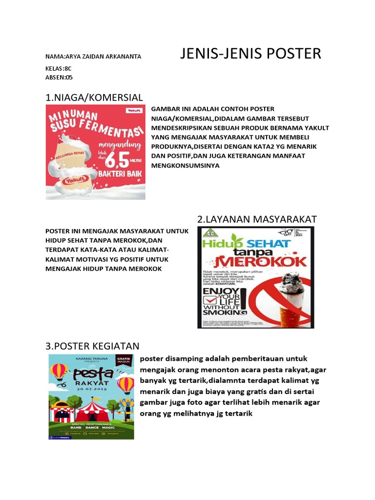 Tugas SBK Jenis Poster (8 Jenis Poster) | PDF