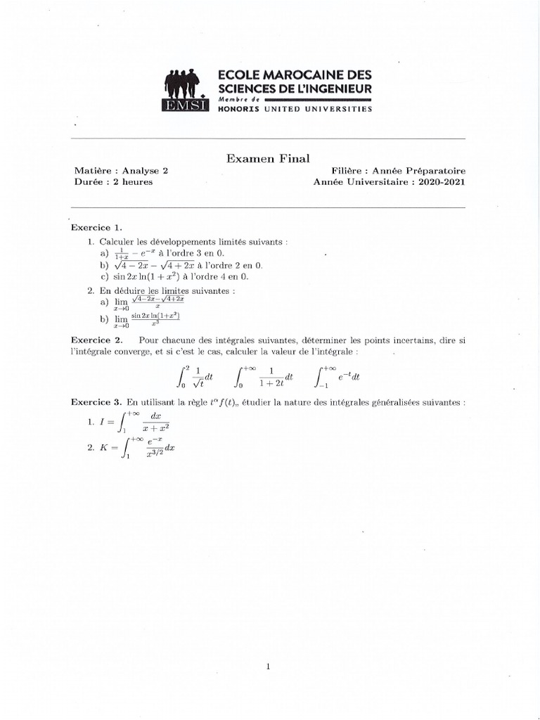 Examens 1AP 2020-2021 | PDF