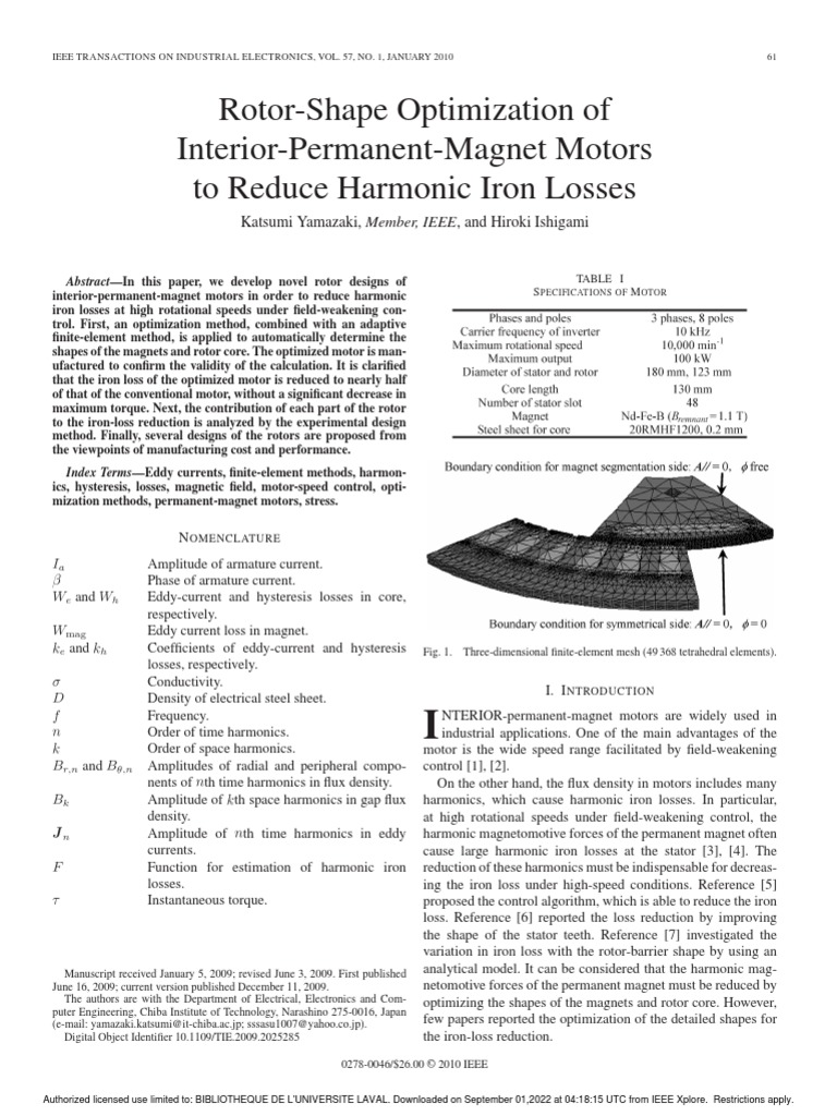 Rotor-Shape Optimization of Interior-Permanent-Magnet Motors To Reduce ...