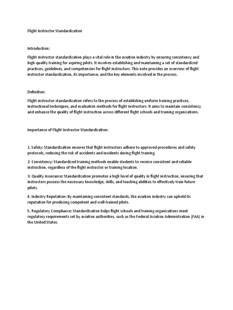 Flight Instructor Standardization Note | PDF
