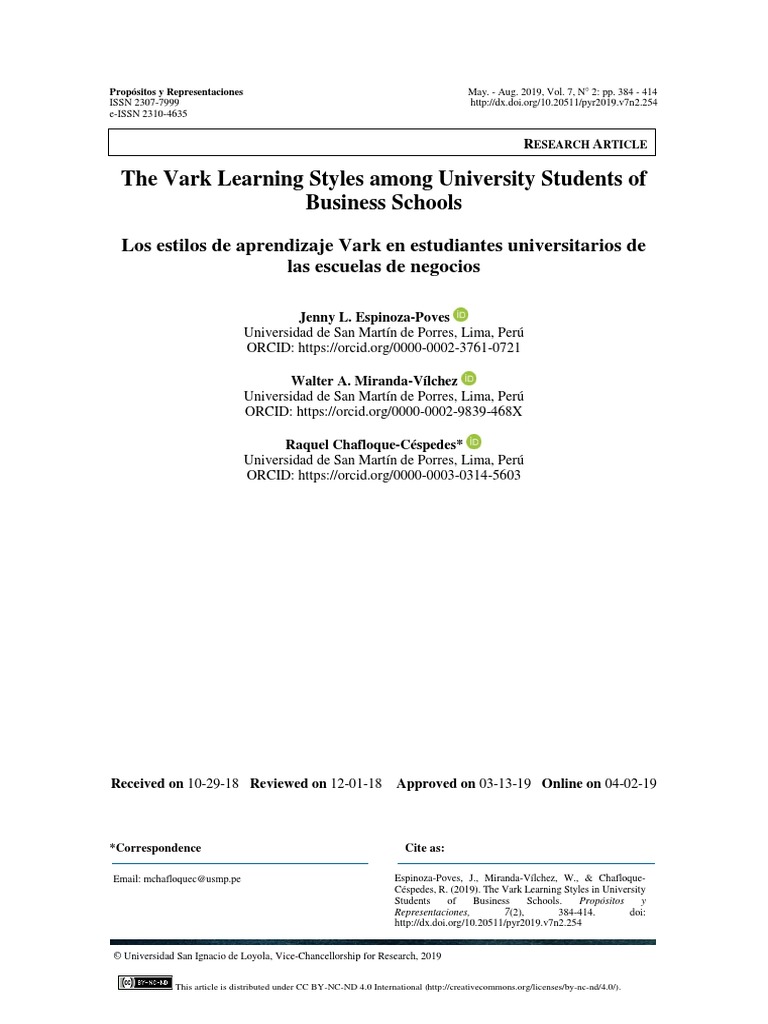 The Vark Learning Styles Among University Students of Business School ...