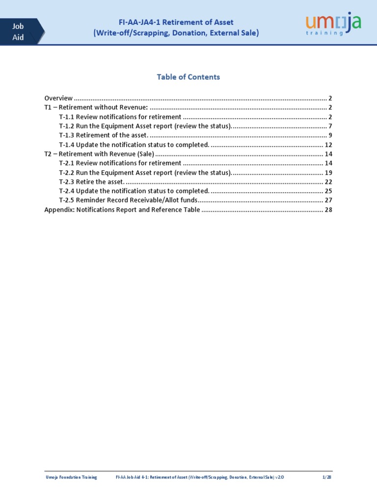 Retirement of Asset v2.0 Updated | PDF | Revenue | Depreciation