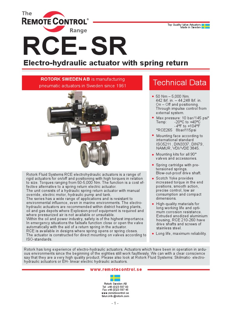 Rotork El - Hydrauliske. Aktuatorer Rce SR (Id 16255) | PDF | Actuator ...