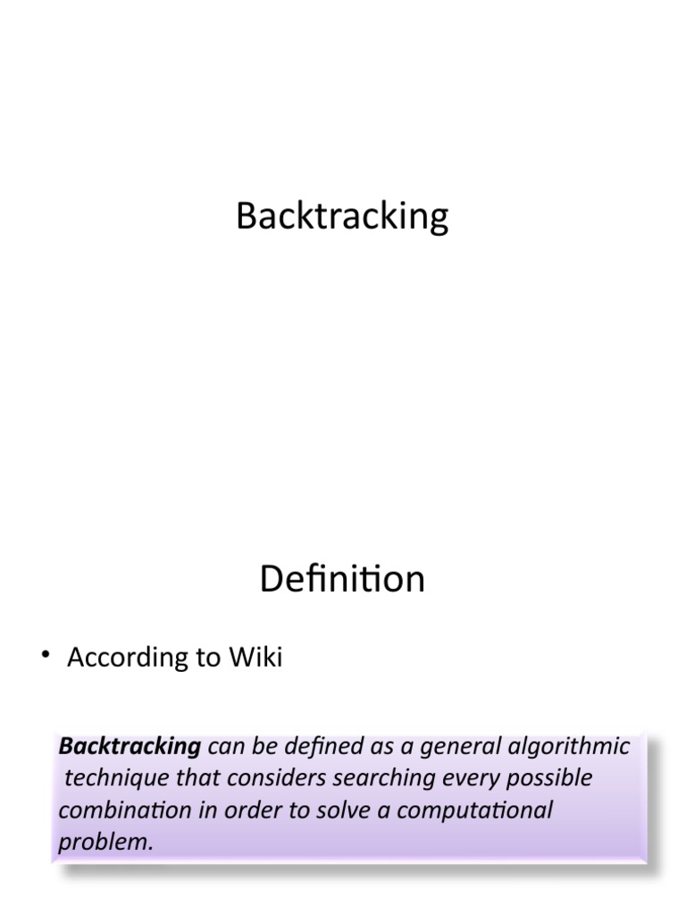 Backtracking 1 | PDF | Mathematical Analysis | Computer Science Backtracking 1 | PDF | Mathematical Analysis | Computer Science