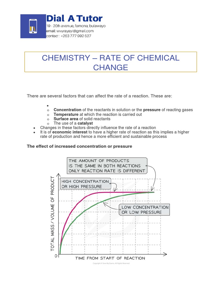 Chemistry - Rate of Chemical Reactions 2023 | PDF | Reaction Rate | Chemical Reactions