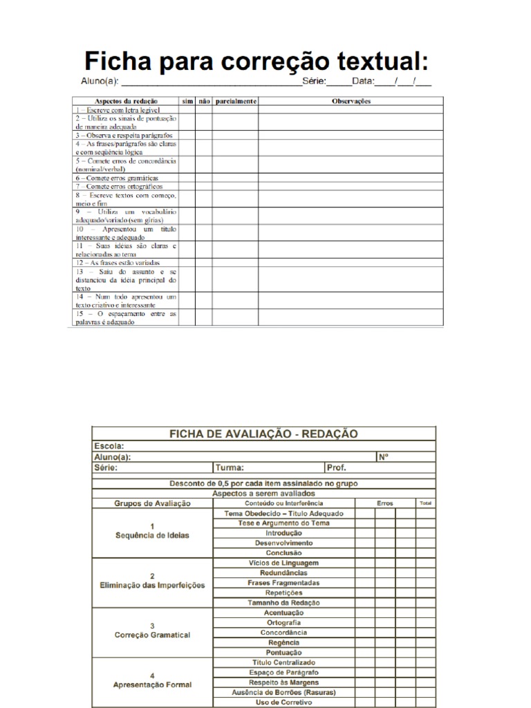 Ficha Correção Redação Pdf